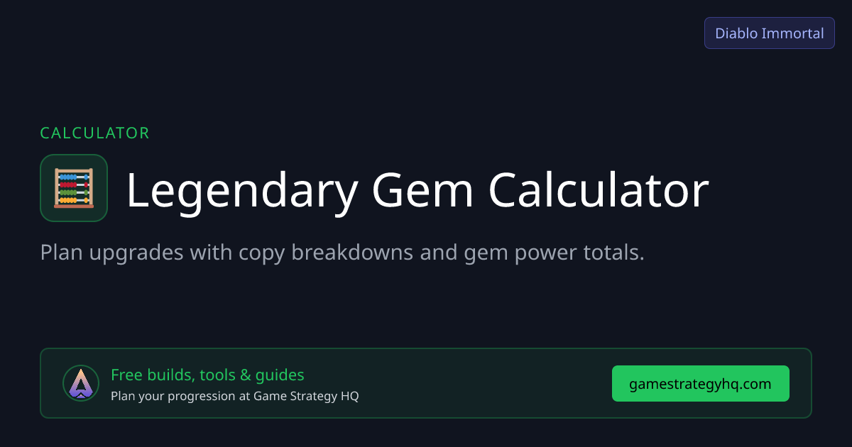 Legendary Gem Calculator | Diablo Immortal | Game Strategy HQ
